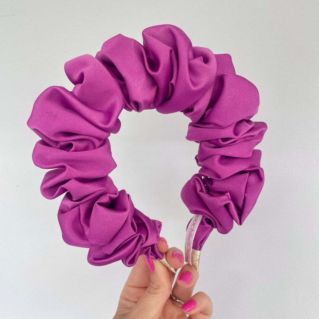 Luxury Duchess Silk Satin Purple Scrunchie Crown Headband Hair Band ...