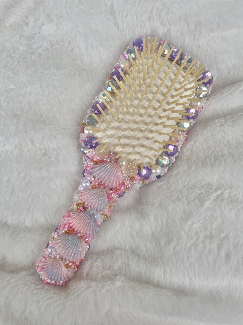 Ariel’s Hair Brush Purple Pink Gold Sea Shell Mermaid Brush Diamond ...