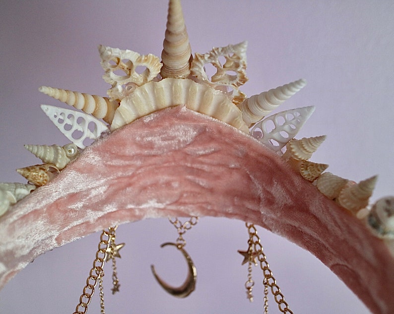 Pink Rose Quartz Crystal Sea Shell Mermaid Crown Hair Head | Etsy