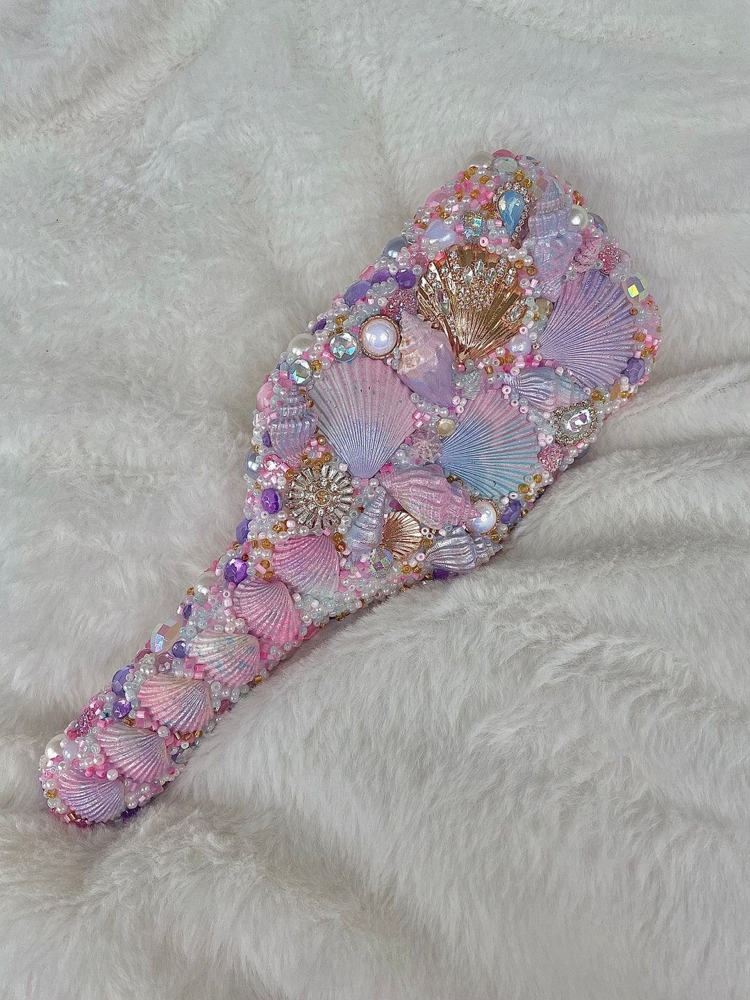 Ariel’s Hair Brush Purple Pink Gold Sea Shell Mermaid Brush Diamond ...