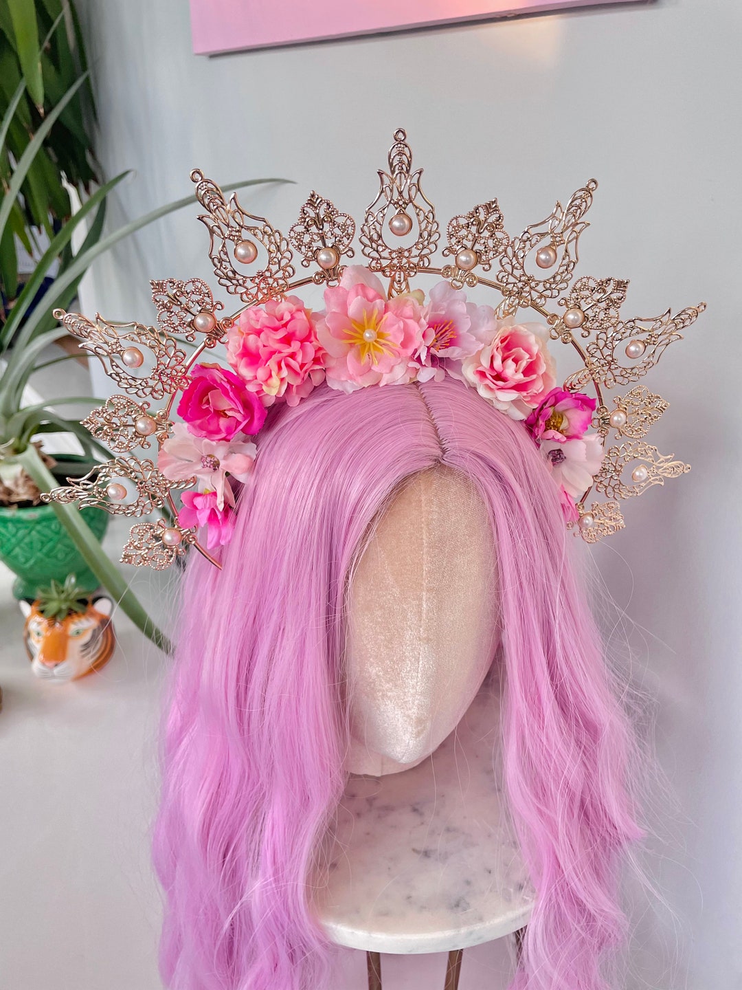 Gold Halo Ivory Pearl Layered Hair Band Headband Flower Crown Piece ...