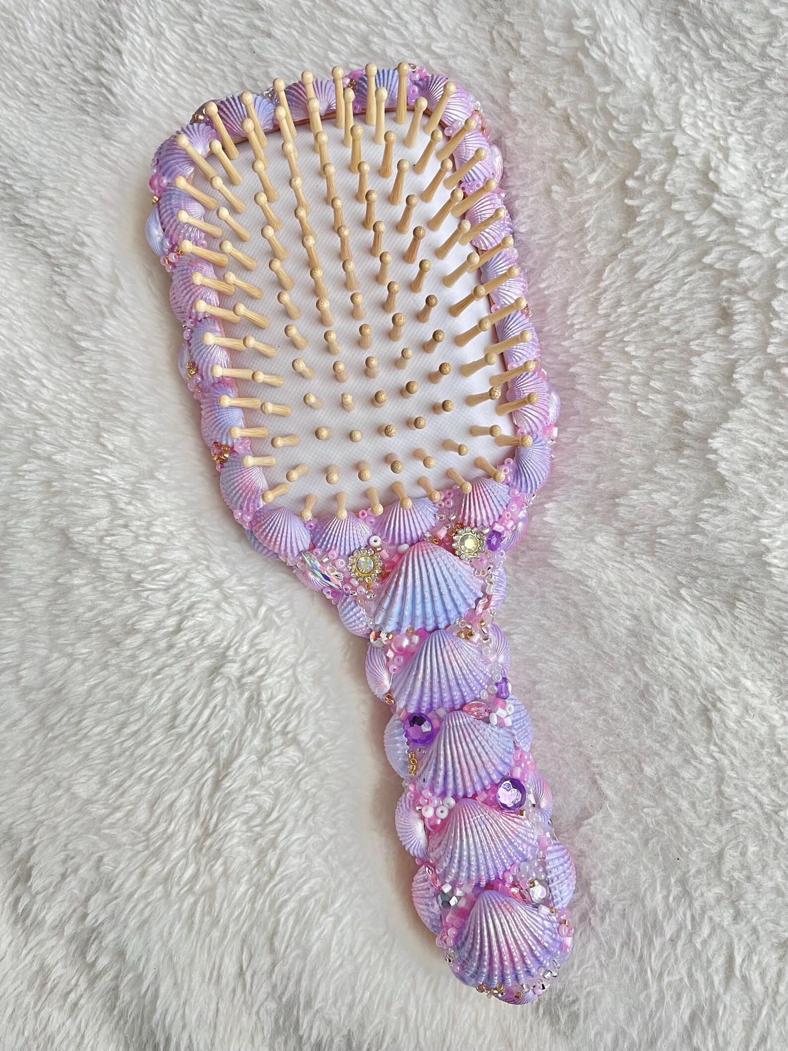 Ariel’s Hair Brush Purple Pink Gold Sea Shell Mermaid Brush Diamond ...
