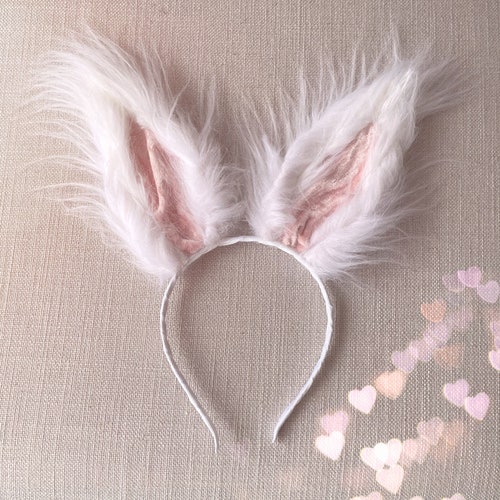 White Fluffy Faux Fur Bunny Rabbit Ears Easter Party Dress up - Etsy UK