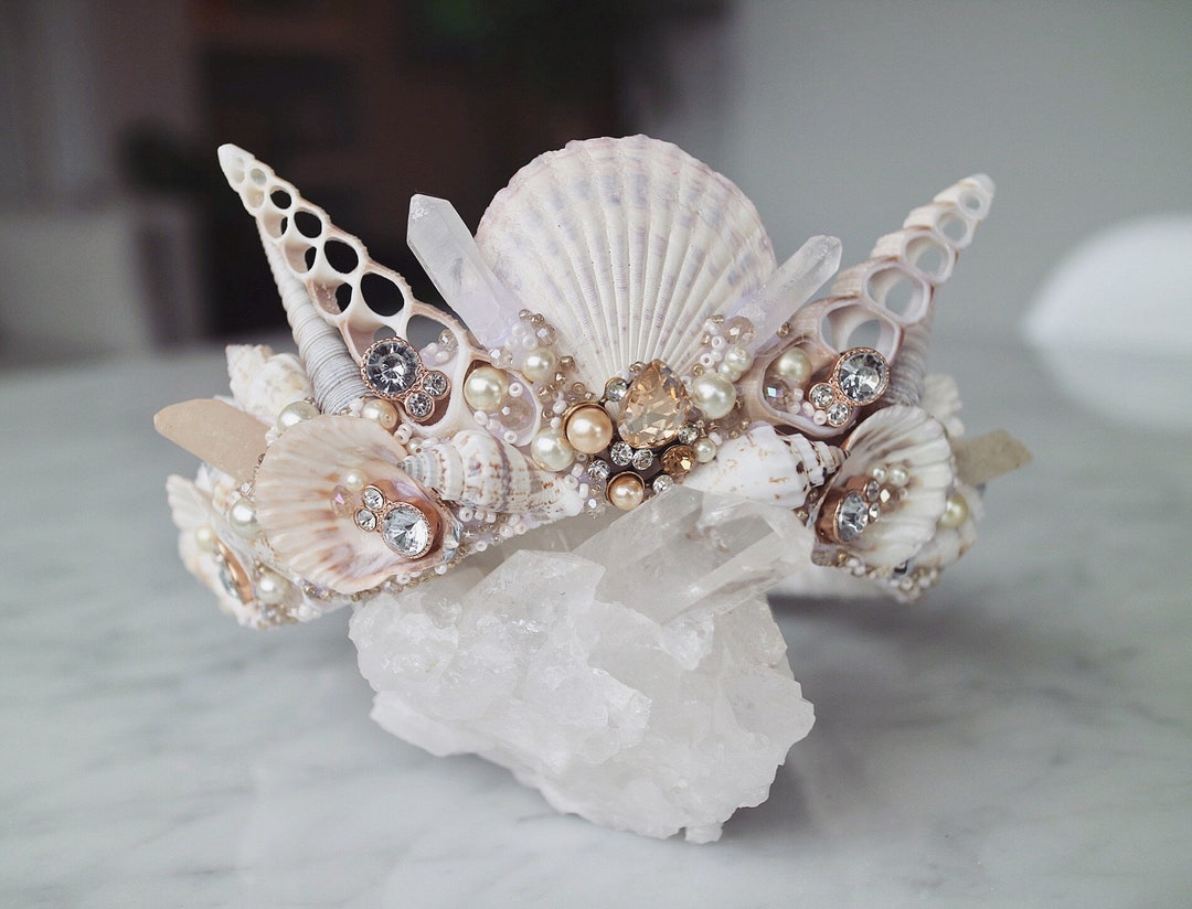 Rose Gold Diamond Sea Shell Mermaid Crown Hair Head Band - Etsy
