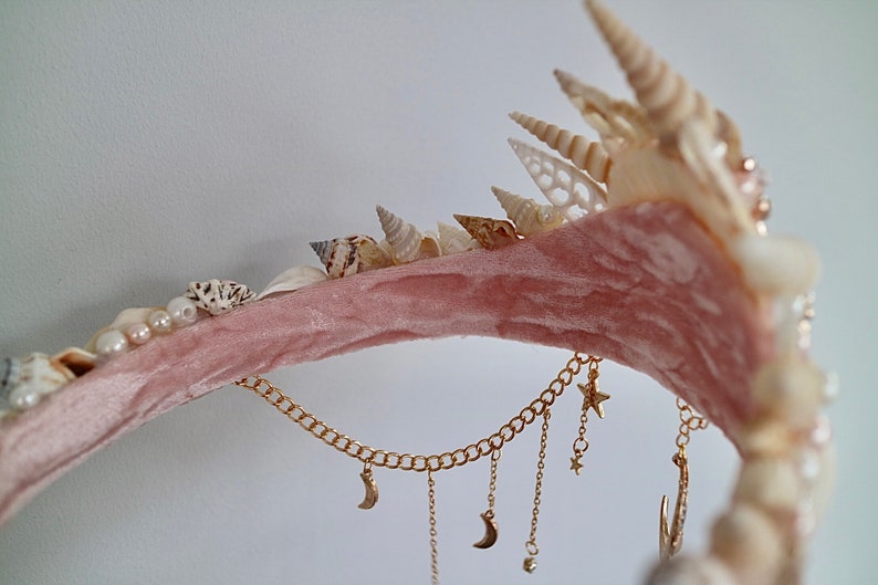 Pink Rose Quartz Crystal Sea Shell Mermaid Crown Hair Head | Etsy