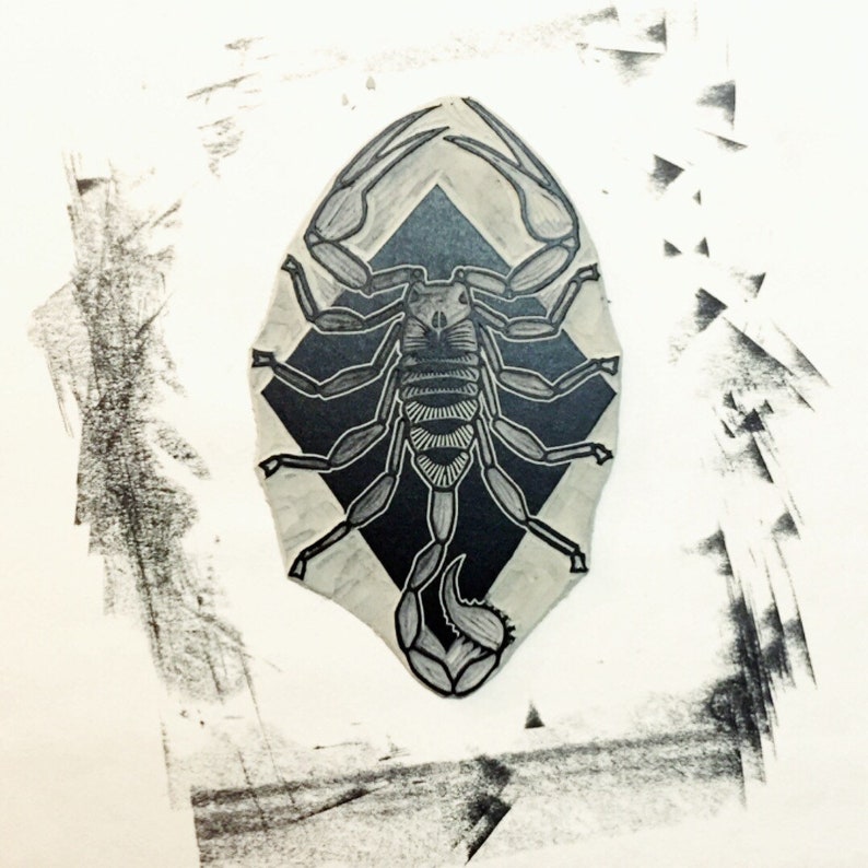 Scorpio Linocut Print - Etsy
