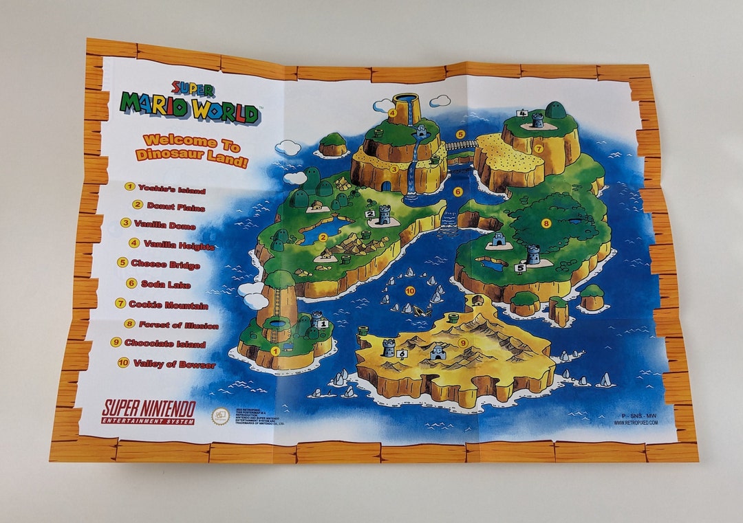 Super Mario World - Super Nintendo - Poster/map (FOLDED) - Etsy