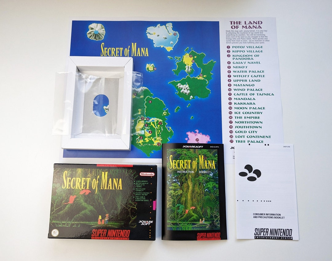 Secret of Mana - Super Nintendo - Complete Pack Box, Manual, Poster ...