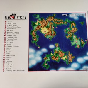 Final Fantasy VI - Super Nintendo - Poster/map (FOLDED) - Etsy