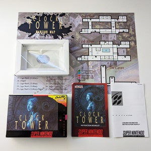 Clock Tower - Super Nintendo - Complete Pack Box, Manual, Poster, Inner ...