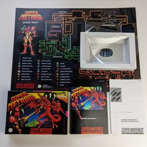 Super Metroid Super Nintendo Complete Pack Box, Manual, Poster, Inner ...