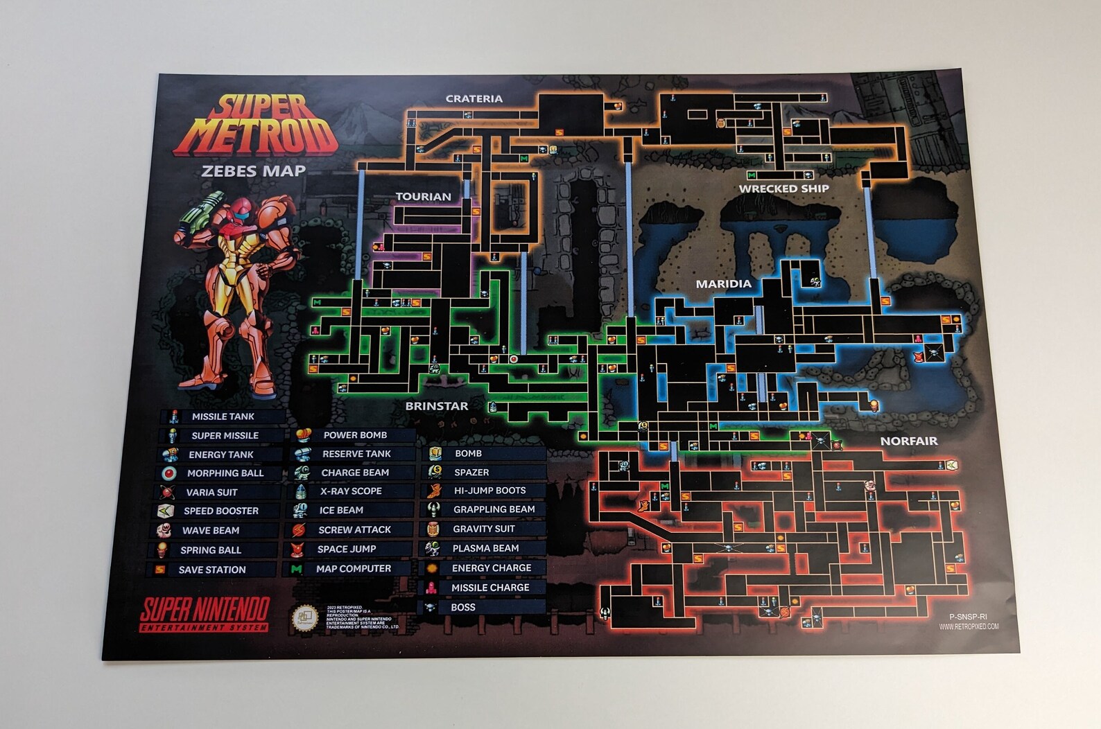 Super Metroid - Super Nintendo - Poster/map (FOLDED) - Etsy
