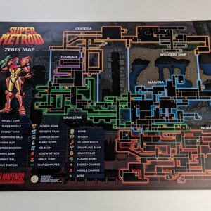 Super Metroid - Super Nintendo - Poster/map (FOLDED) - Etsy