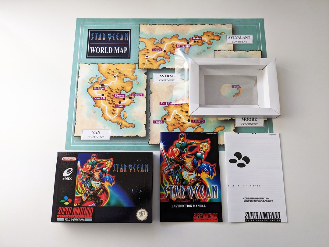 Star Ocean - Super Nintendo - Complete Pack Box, Manual, Poster, Inner ...