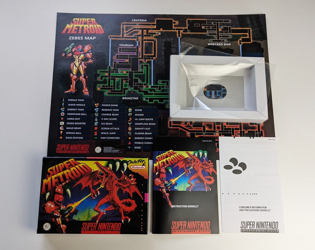 Super Metroid - Super Nintendo - Complete Pack Box, Manual, Poster ...