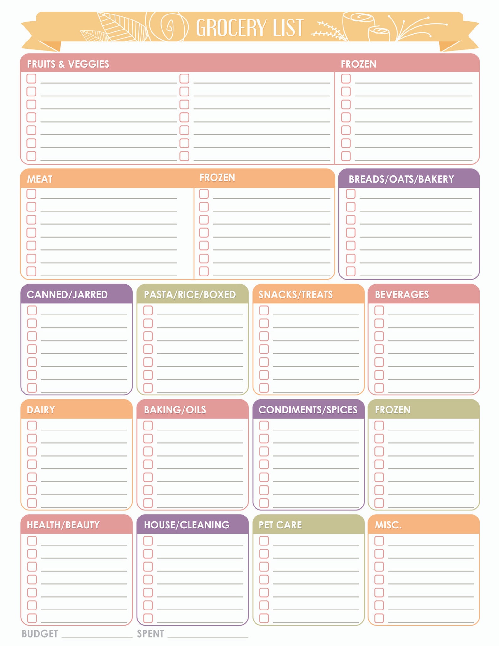 Printable Weekly Grocery List Digital Food Shopping List - Etsy
