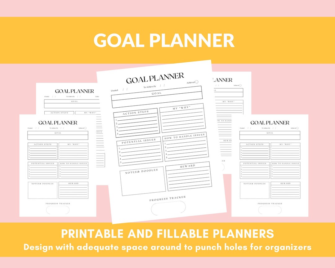 Goal Planner & Vision Board Printable BUNDLE, Goals Tracker, SMART Goal ...