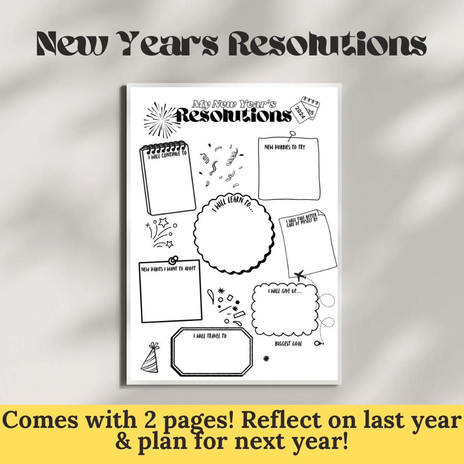 New Year’s Resolution Planner, Digital New Year’s Resolution Planner ...