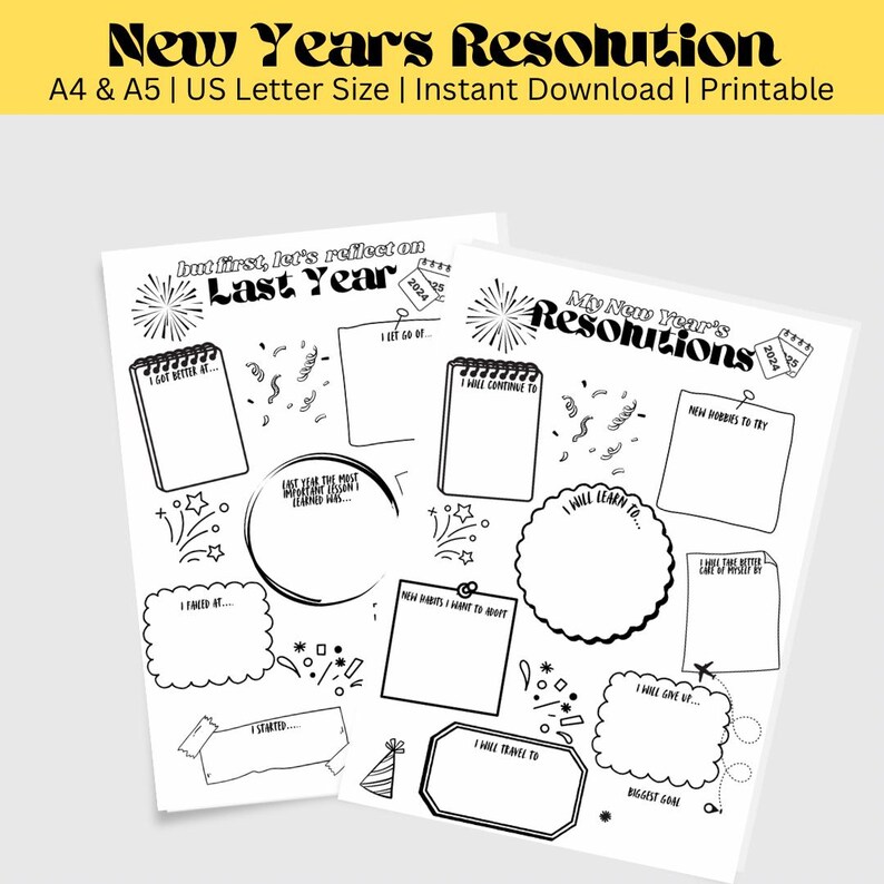 New Year’s Resolution Planner, Digital New Year’s Resolution Planner ...