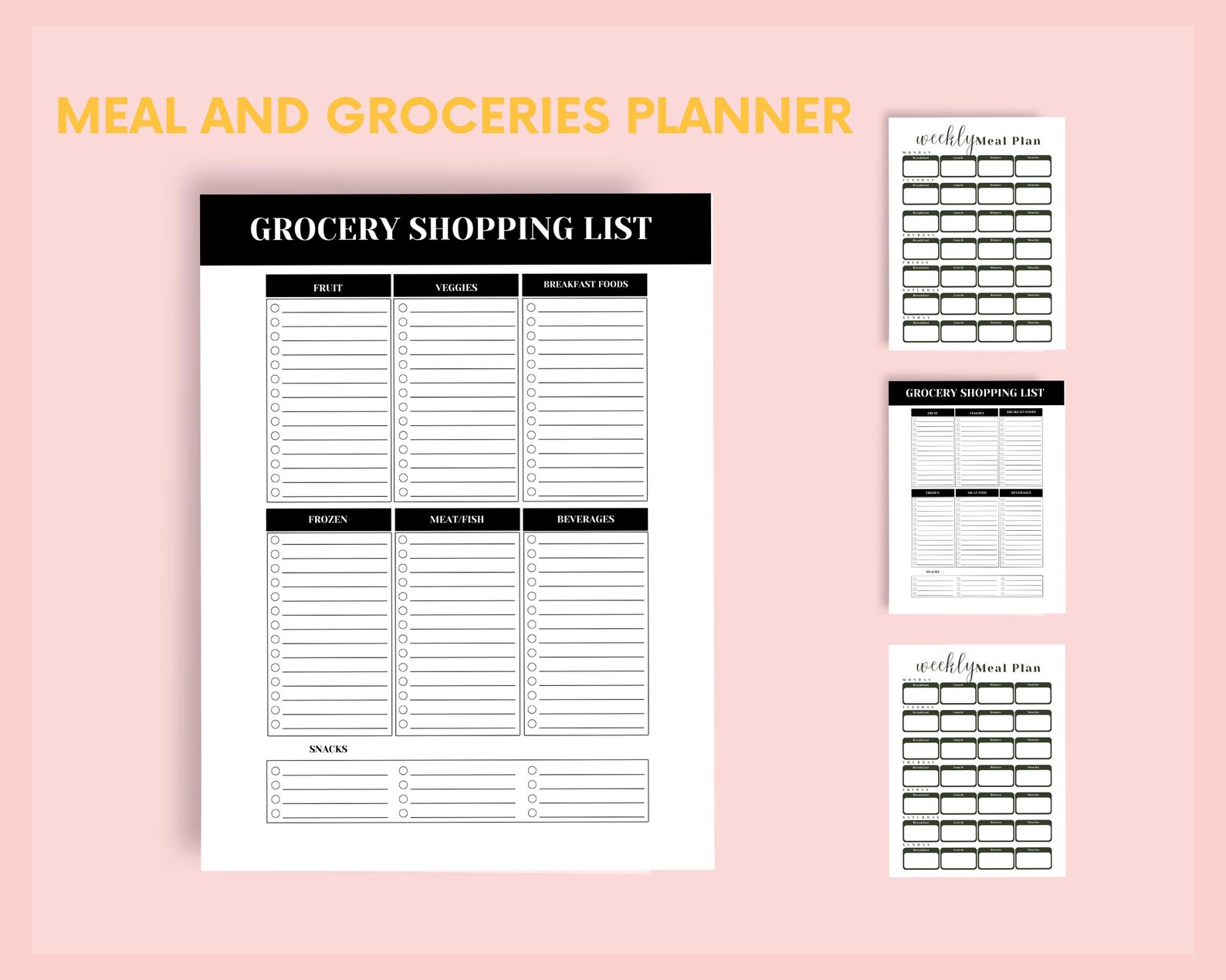Grocery List Printable Template, Grocery Planner, Food Shopping List ...