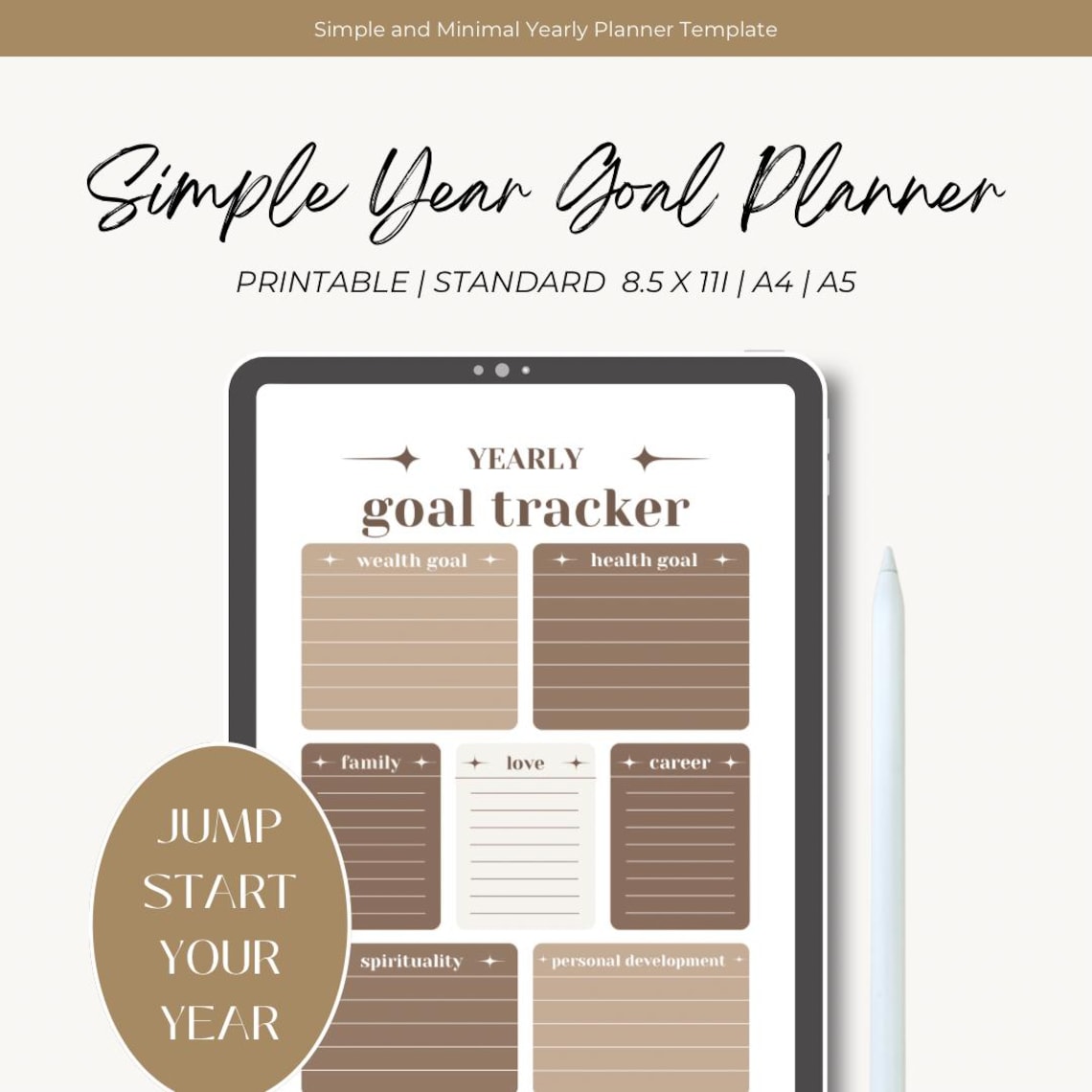 Yearly Goal Tracker - PRINTABLE Journal Page - Goal Journal - Goal ...