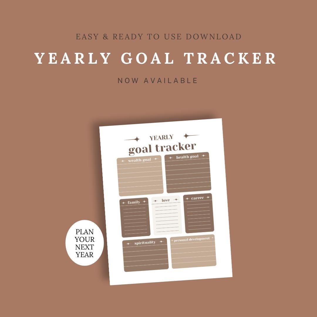 Yearly Goal Tracker - PRINTABLE Journal Page - Goal Journal - Goal ...