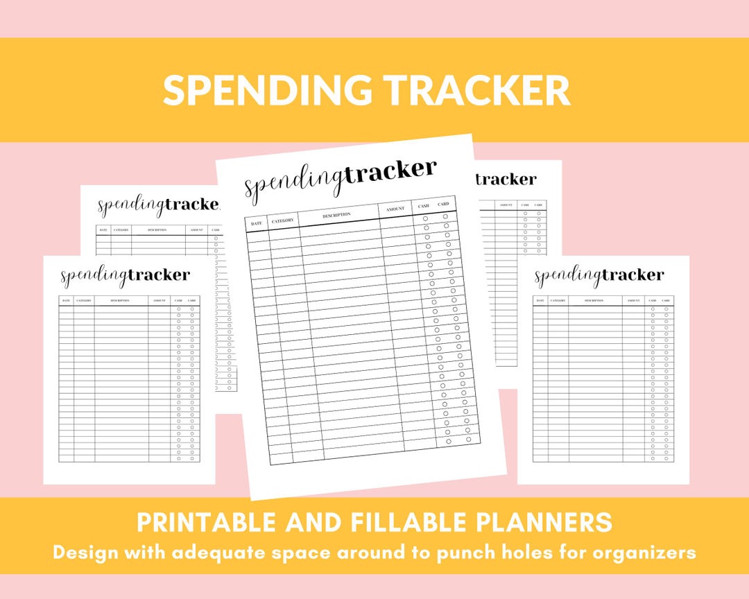 Spending Tracker - PRINTABLE Journal Page - Planner Page - Spending Log ...