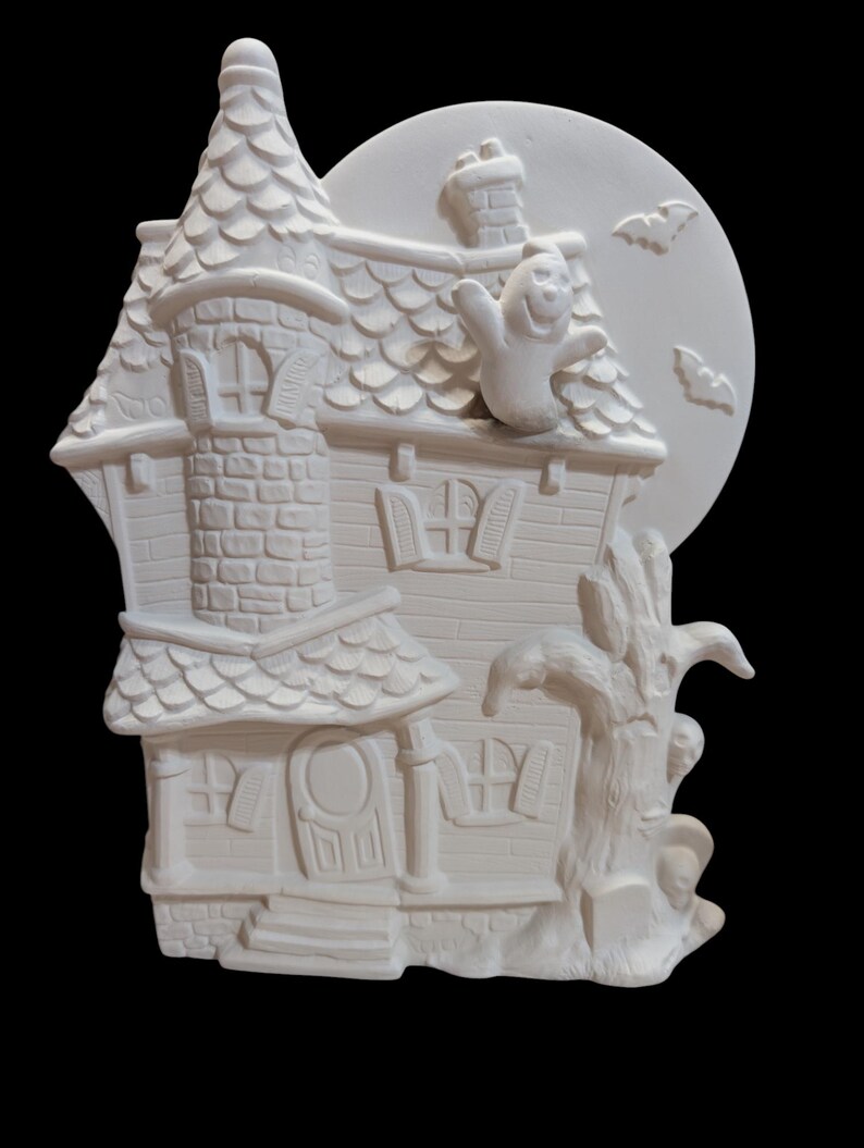 Ceramic Bisque Ready to Paint Haunted House Plaque - Etsy