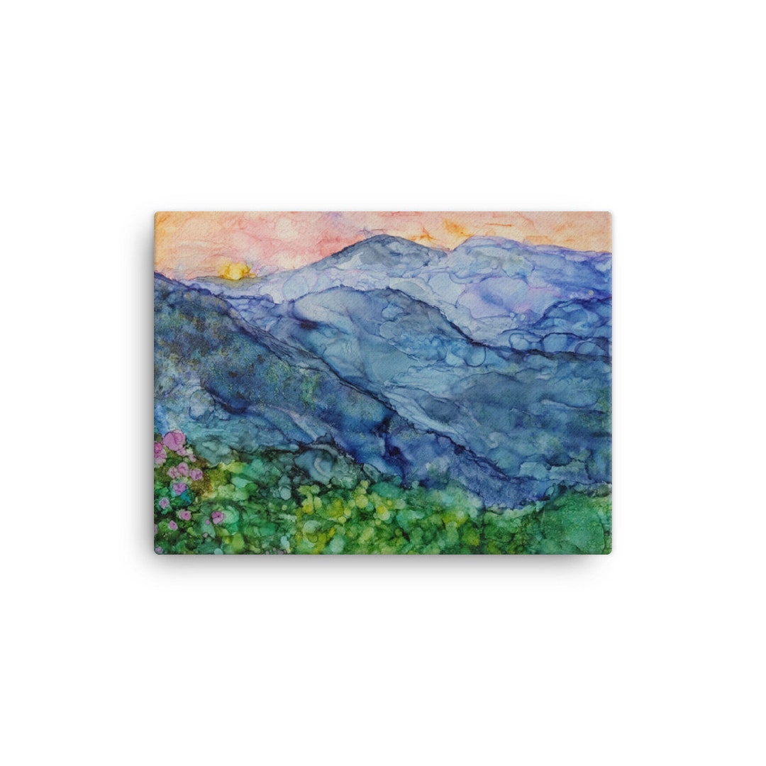 Blue Ridge Mountains Canvas Art, Mountain Painting Canvas Print ...