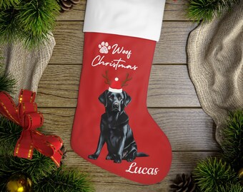 Ridgefield Home Black Labrador Retriever Embroidered Christmas Stocking ...
