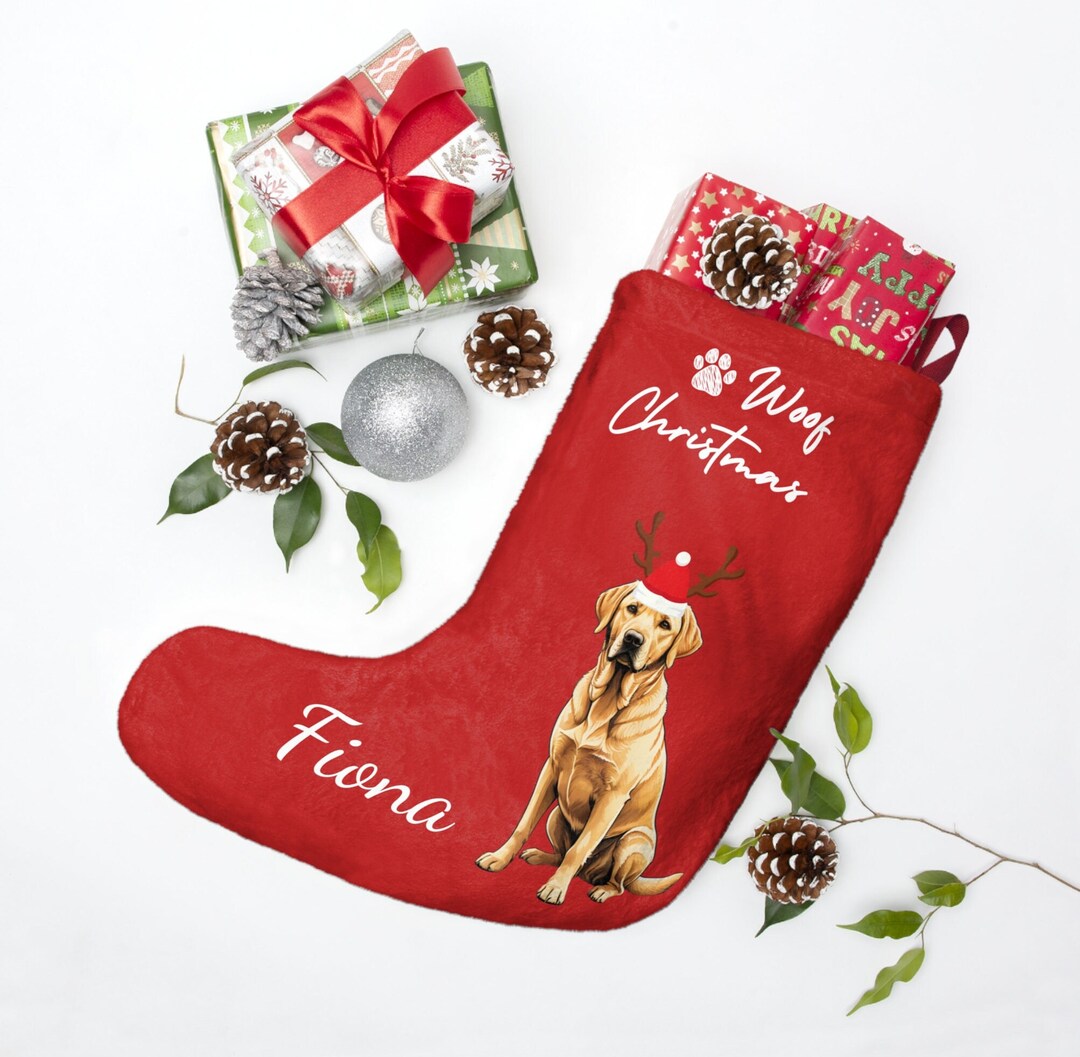 Personalized Yellow Lab Dog Big Christmas Stocking, Golden Labrador ...