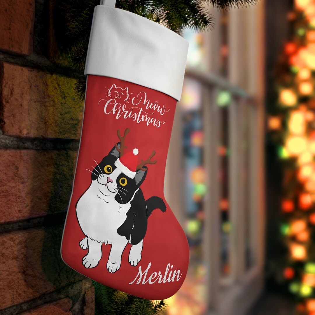 Tuxedo Cat Holiday Stocking Personalized, Christmas Stocking Cats ...