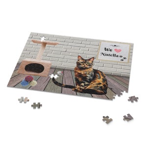 Personalized Tortoiseshell Cat Jigsaw Puzzle 14"x 11" (252 Pcs), Tortie ...