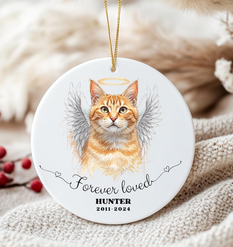 Custom Tabby Cat Memorial Ornament, Personalized Grey or Orange Tabby ...