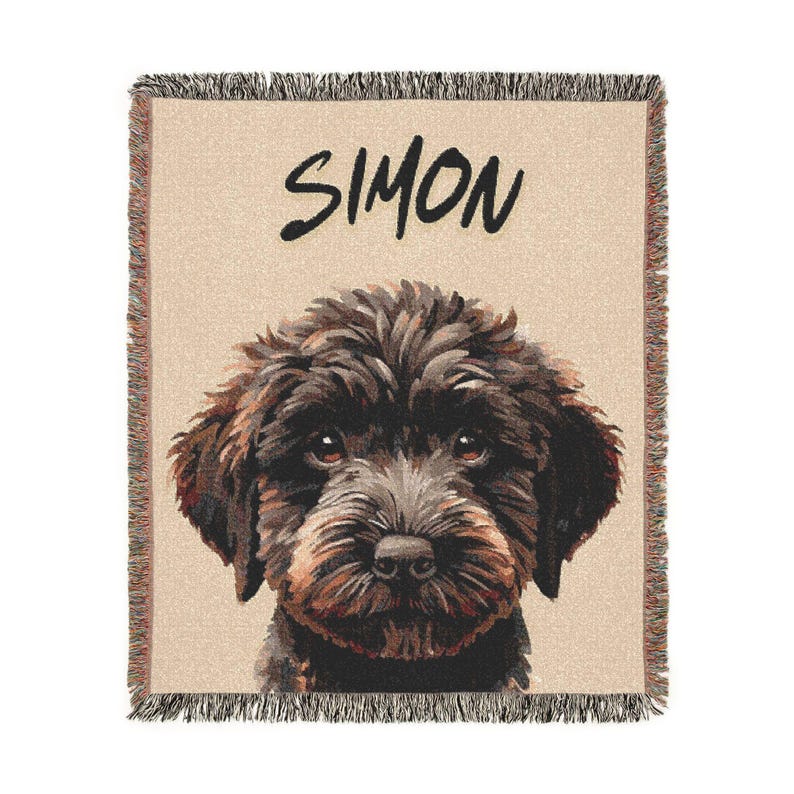 Custom Goldendoodle Labradoodle Dog Woven Blanket, Personalized Throw ...