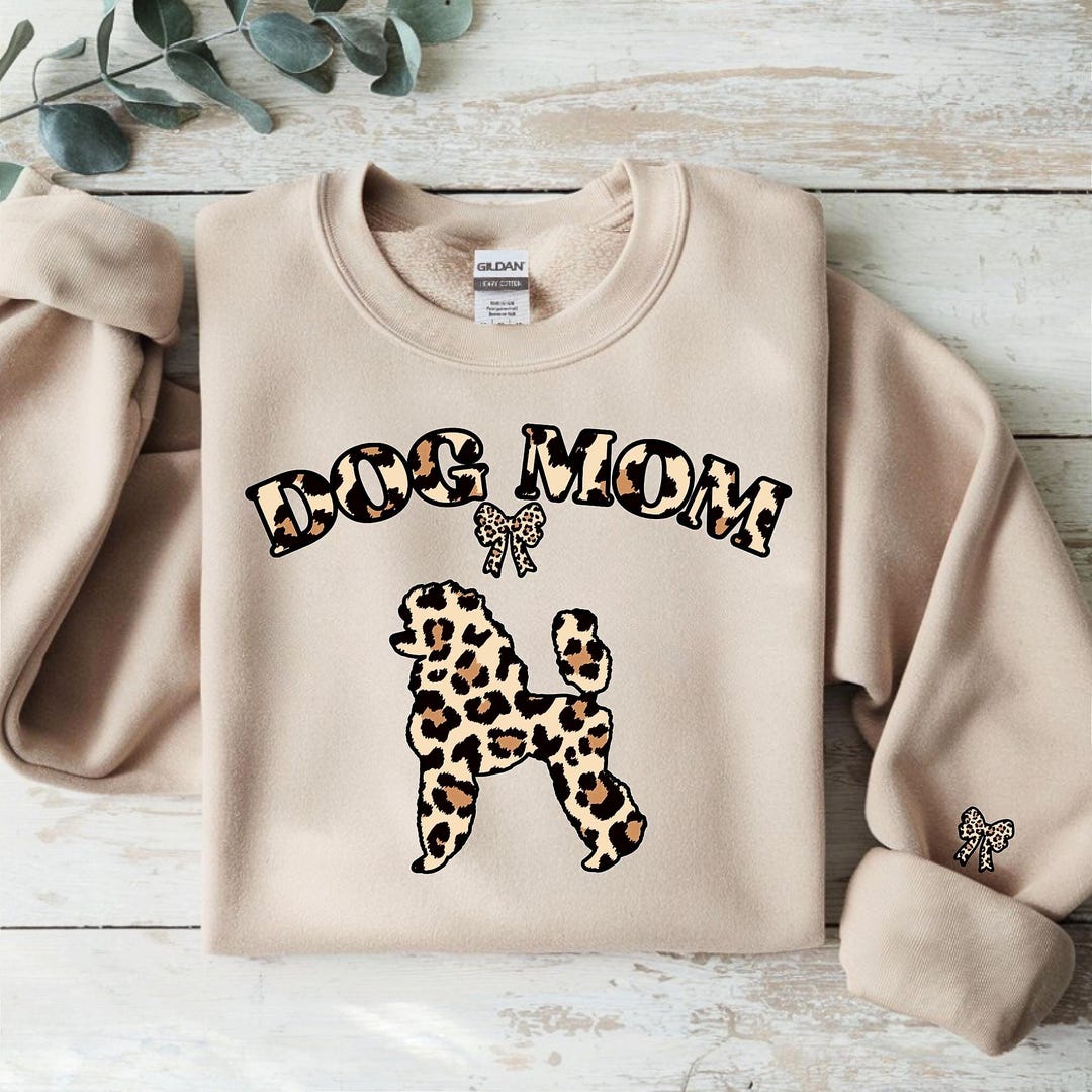 Personalized Leopard Dog Mom Sweatshirt, Cheetah Print Custom Pet Mama ...