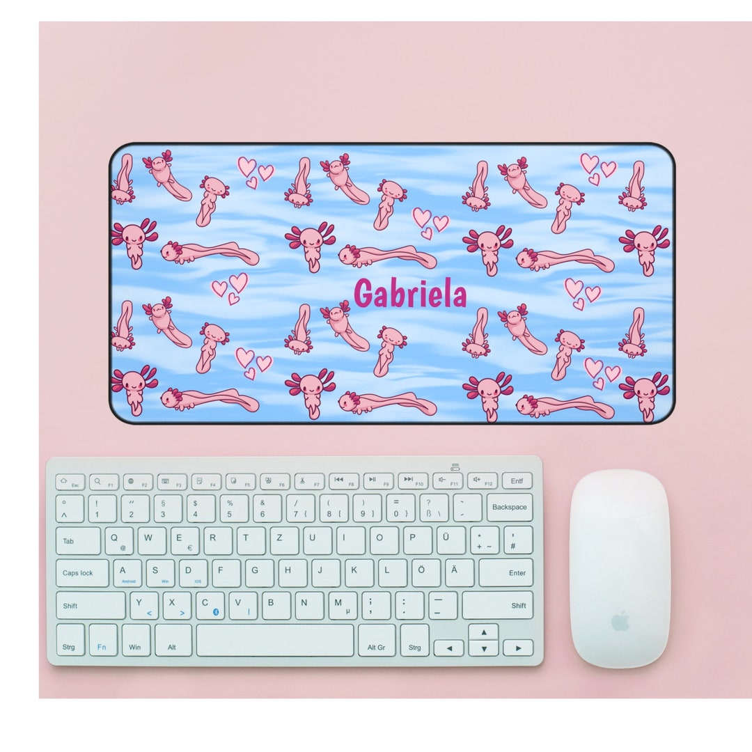 Personalized Axolotl Desk Mat, Kawaii Gaming Mousepad, Desk Pad 3 Sizes ...