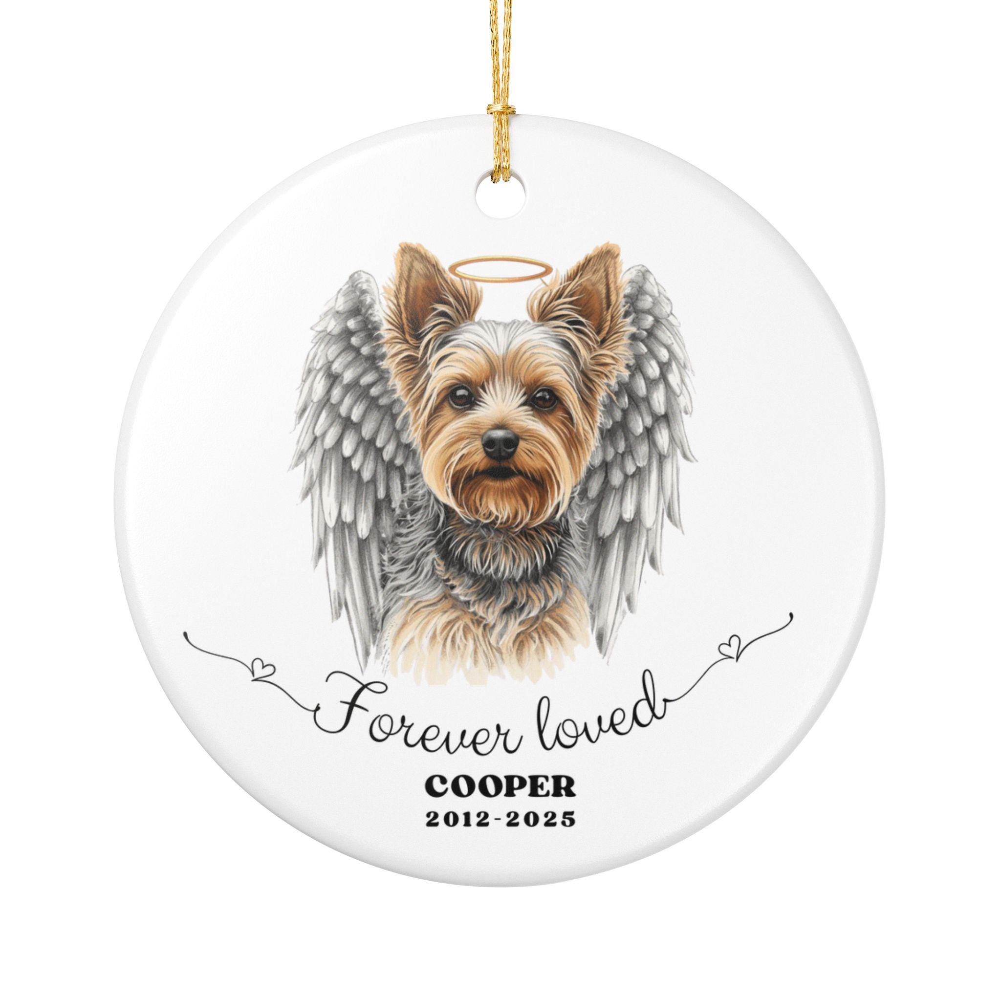 Personalized Yorkie Memorial Ornament: Angel Wings Pet Gift Loss ...