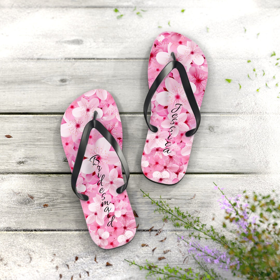 Personalized Flip Flops for Bridesmaid, Sandals Cherry Blossom, Flip ...