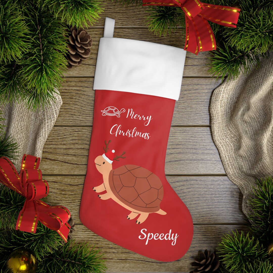 Personalized Tortoise Christmas Stocking, Morrocoy Pet Stocking Holiday ...