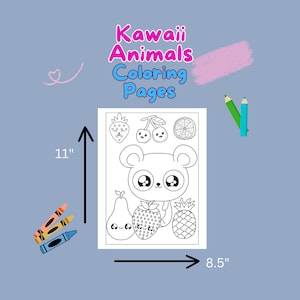 Kawaii Coloring Pages Bundle, Kawaii Animals 25 Pages Cute Drawing ...