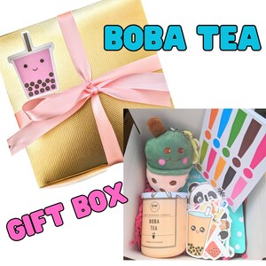 Boba Tea Set Gift Box, Bubble Tea Gifts Bundle, Boba Plush, Milk Tea ...