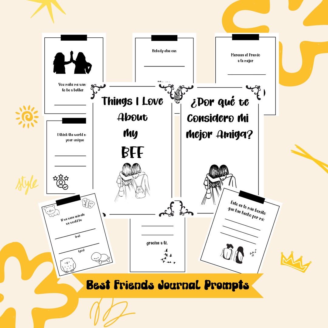 Best Friend Journal Prompts, Fill-in-the-blank, English & Spanish ...