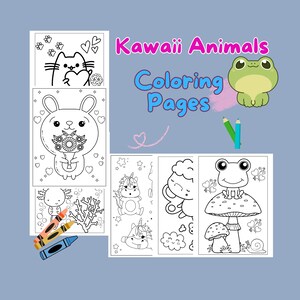 Kawaii Coloring Pages Bundle, Kawaii Animals 25 Pages Cute Drawing ...