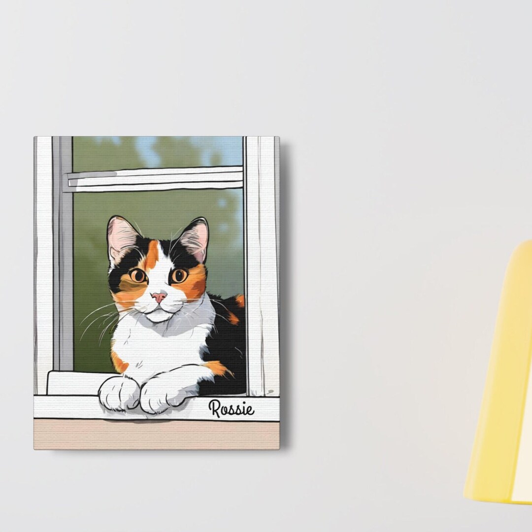 Custom Namecalico Cat Wall Art, Calico Tri-color Cat Painting Wall ...