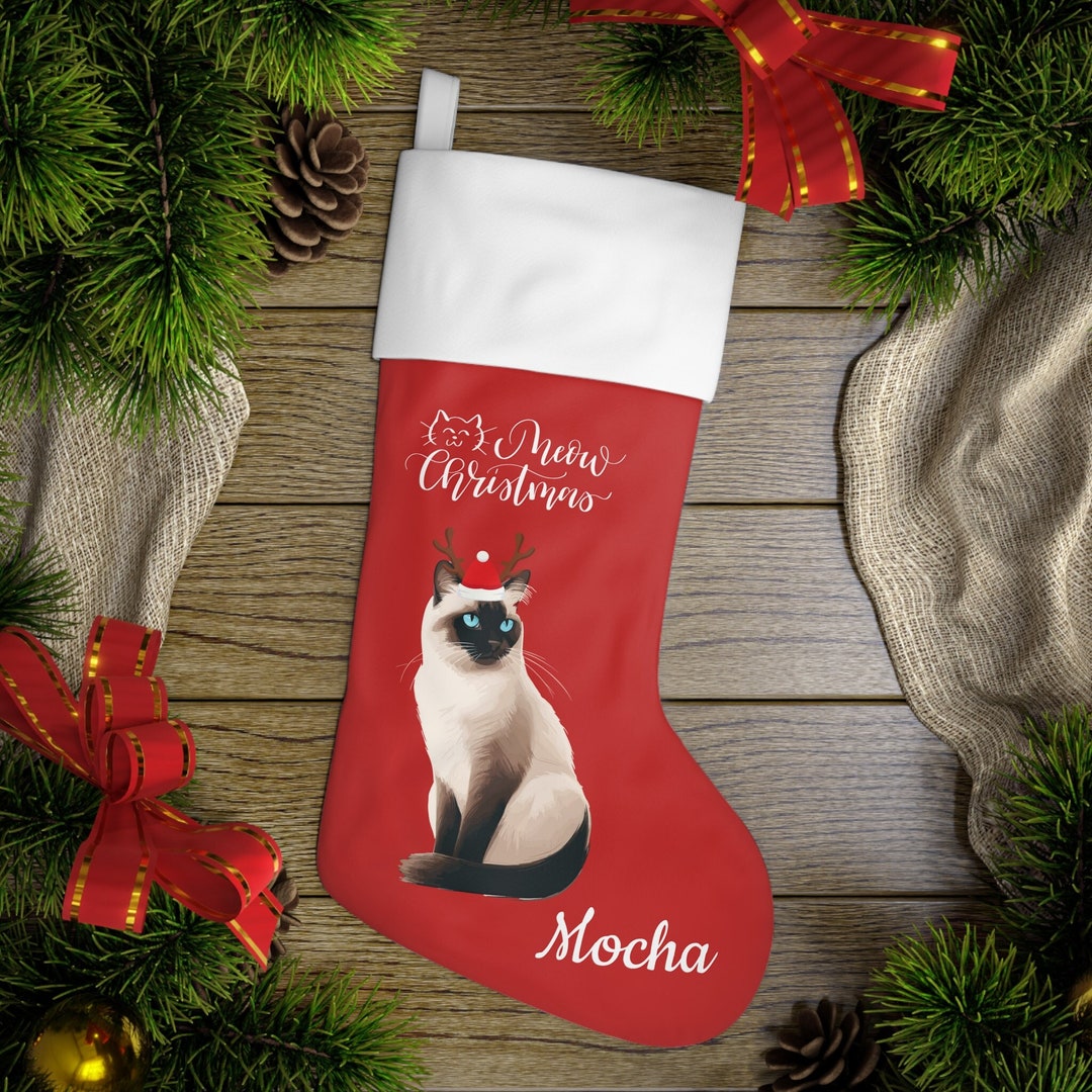 Siamese Cat Holiday Stocking Personalized, Cat Lovers Christmas ...