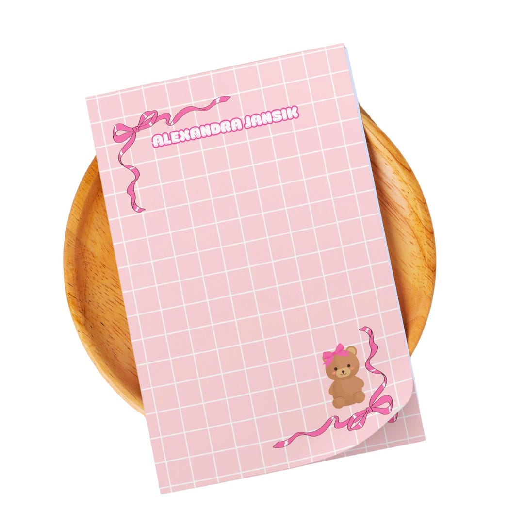 Personalized Notepad Sticky Notes Bows Coquette Kawaii Style Cute Bear ...