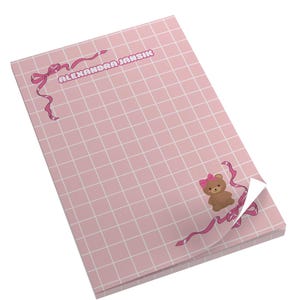 Personalized Notepad Sticky Notes Bows Coquette Kawaii Style Cute Bear ...