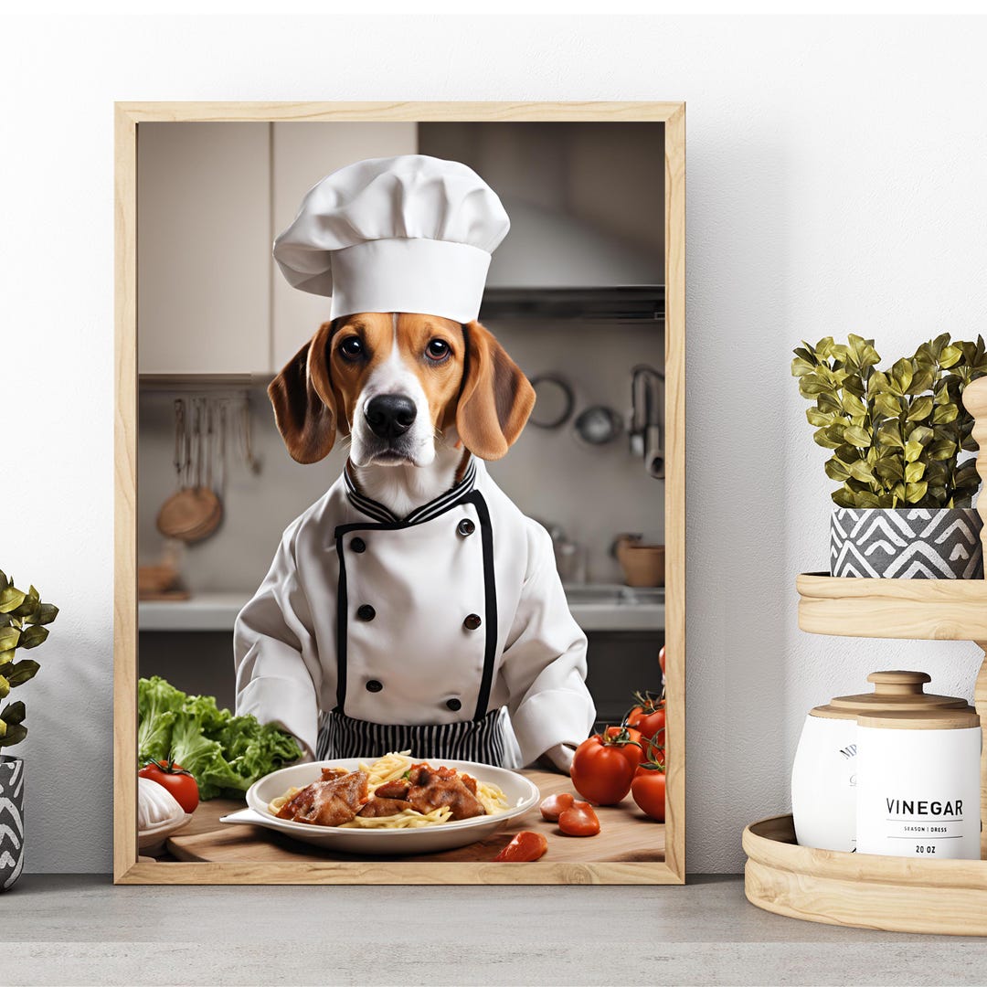 Beagle Kitchen Art Instant Download, Funny Chef Dog Portrait Wall Art ...