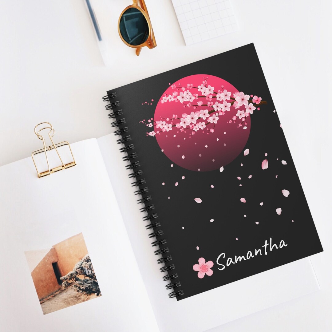 Custom Sakura Cherry Blossom Spiral Notebook Ruled Line, Customized ...